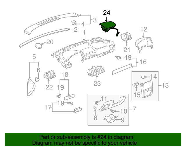 2009-2010 GM Ebony Instrument Panel Airbag 20808617 | GMPartsDirect.com