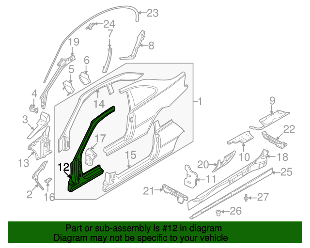 2000-2006 BMW Column A exterior right 41-21-7-111-422 | AutoNationParts.com