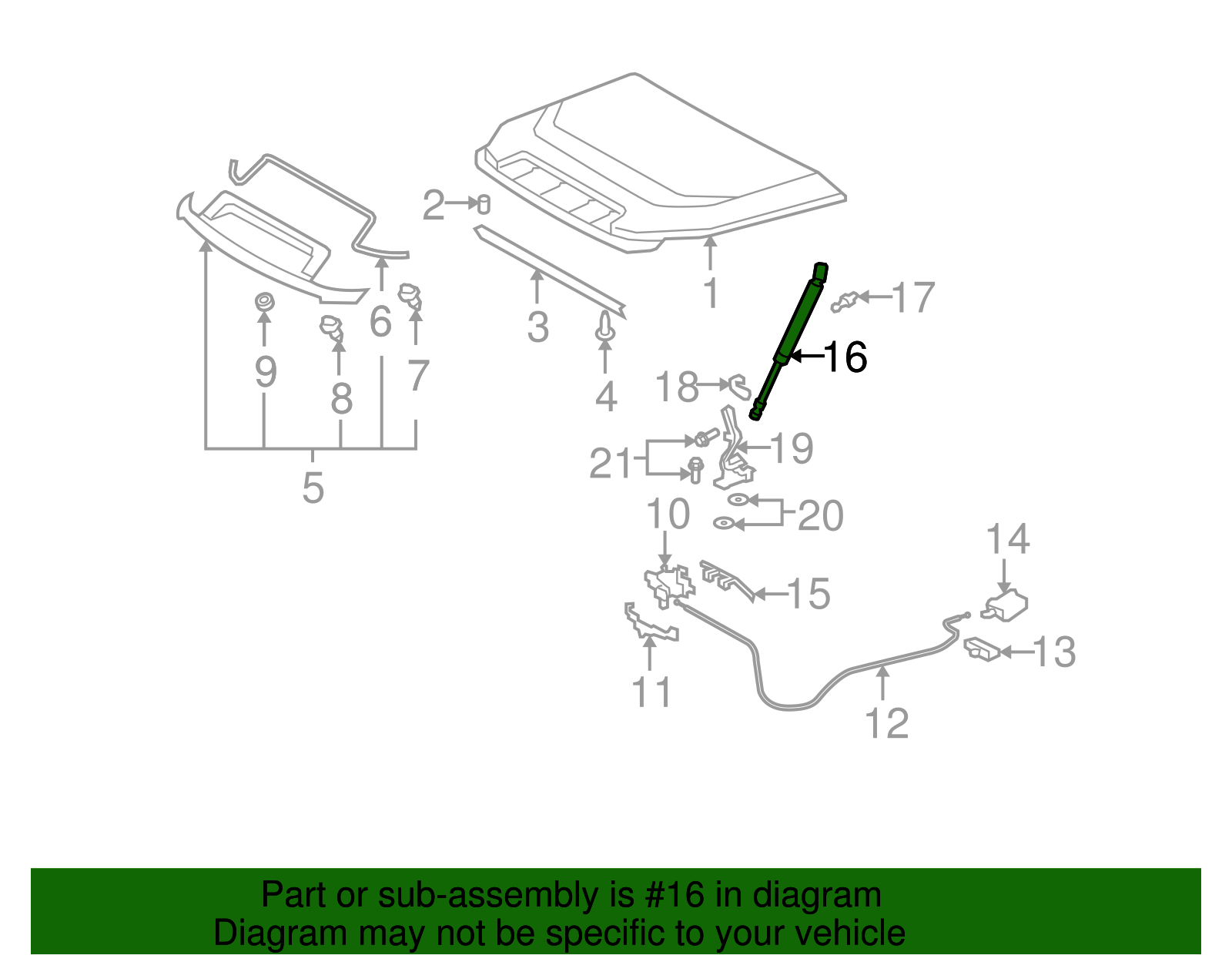 Genuine Toyota Hood Lift Support (Right) part# 53440-0W122 for 2007 ...