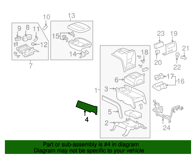 2011-2014 Cadillac Very Light Linen Driver Side Front Floor Console ...