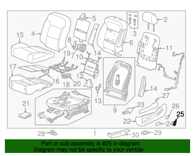 2014-2021 GM Power Seat Switch Knob 22898997 | GMPartsDirect.com