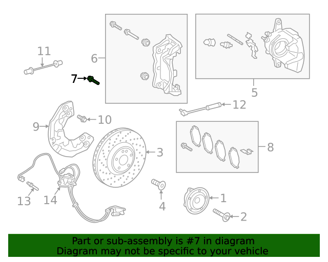910105-014005 - Caliper Support Lower Bolt 2010-2024 Mercedes-Benz ...