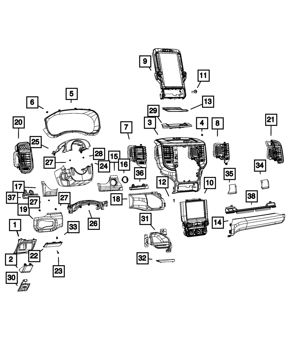 2025 Ram Center Stack Controls 68552544AC | Miracle Mopar