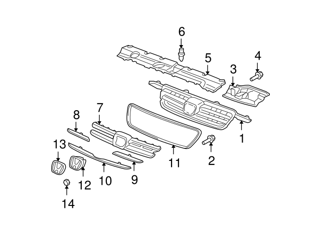 71122-S9A-A01 - Base, Front Grille Top (Black) - 2005-2006 Honda CR-V ...