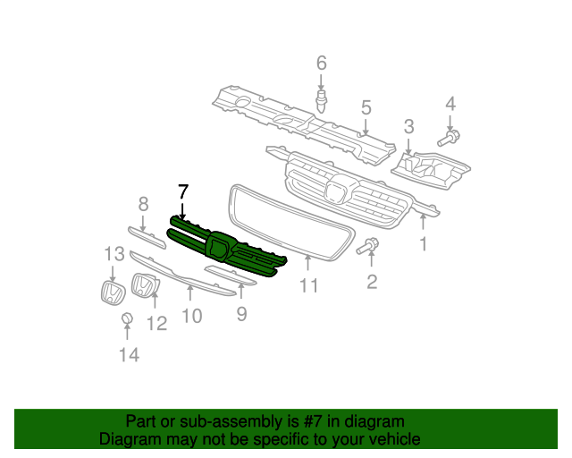 71122-S9A-A01 - Base, Front Grille Top (Black) - 2005-2006 Honda CR-V ...