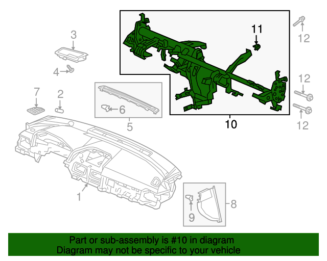 61310-TVA-A00ZZ - Reinforced Beam 2018-2022 Honda Accord | Honda Parts ...