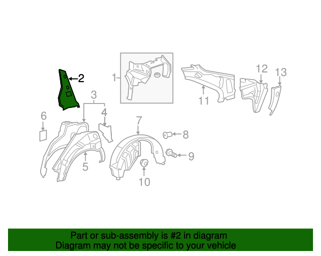 2007-2011 Toyota Camry Outer Reinforced 61712-33070 | Toyota Parts Center