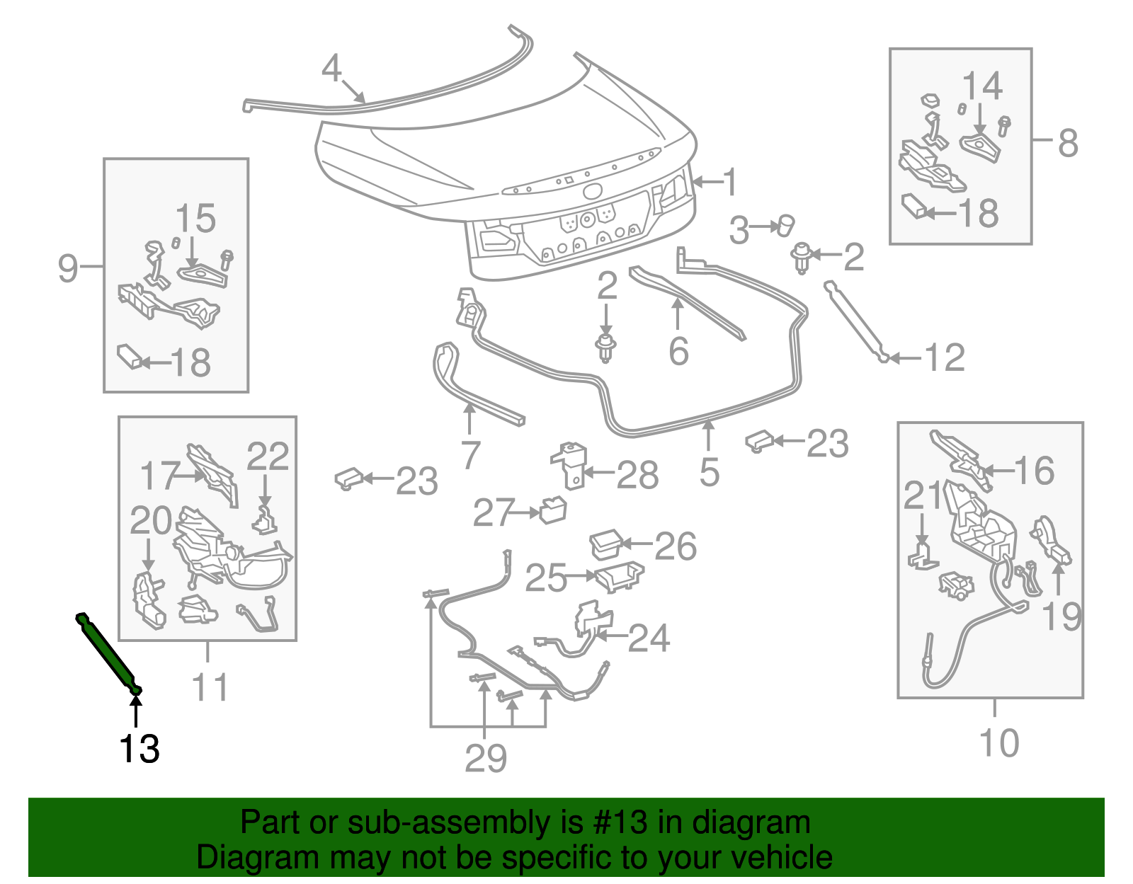 64540-53012 - 2010-2015 Lexus - Trunk Lid Lift Support | Discount Parts ...