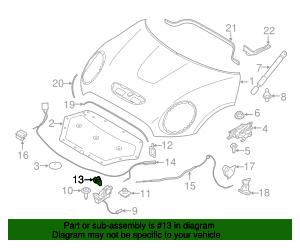 2014-2024 Mini Hood Latch Cover 51-23-7-300-579 | The BMW Mini Part Store