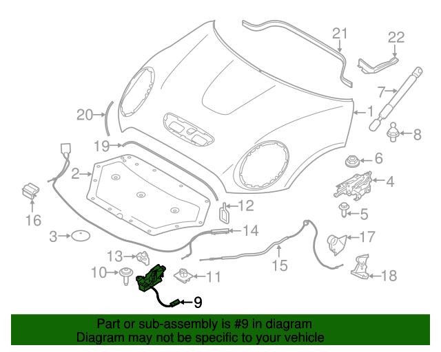 51-23-7-300-570 - Hood Latch - 2014-2024 Mini | BMWPartsHub