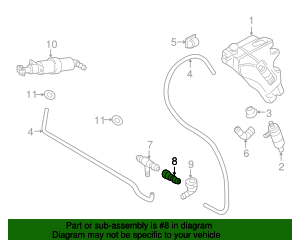 8E0-955-873 - Headlight Washer Hose Connector 2008-2012 Audi | Audi OEM ...