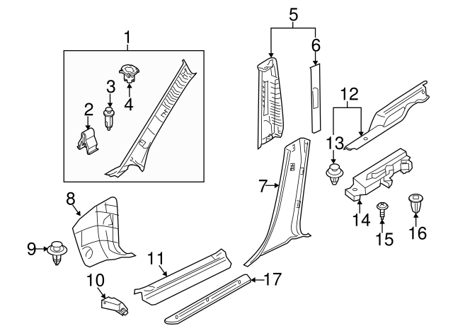 C513-68-160A-75 - Windshield Pillar Trim - 2012-2015 Mazda 5 | Werner ...