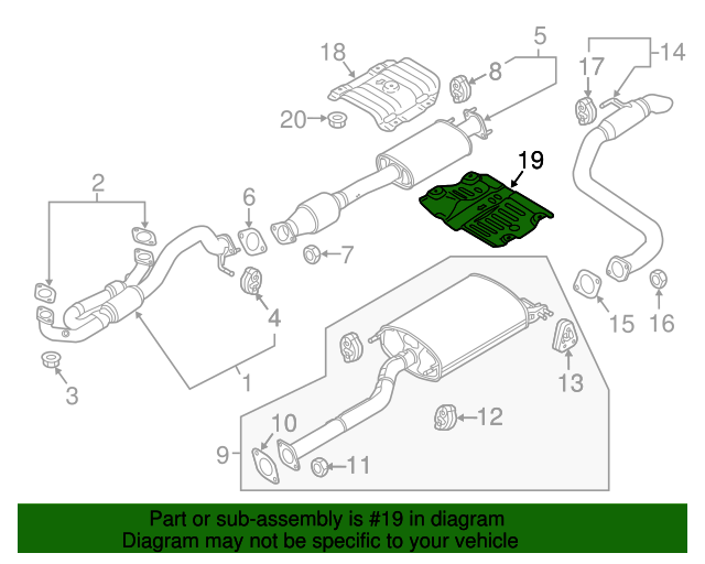 2015-2021 Kia Sedona Heat Shield 28795-A9000 | TascaParts.com