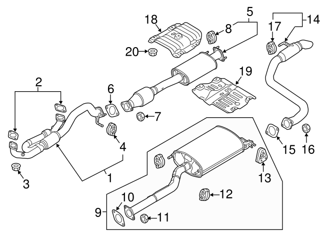 2004-2020 Kia Muffler & Pipe Hanger 28760-2D000 | TascaParts.com