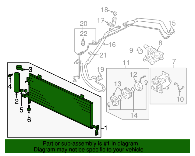 2006-2007 Mitsubishi Eclipse A/C Condenser MZ690931 | Mitsubishi Parts ...
