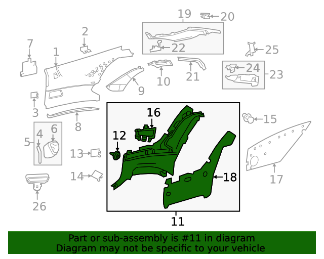 217-690-17-54-64-1C50 - Interior Quarter Panel Trim Panel 2018-2021 ...