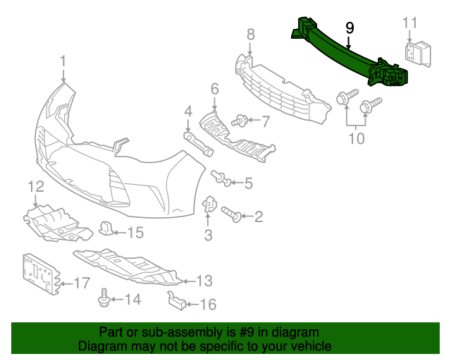 52021-07050 - Bumper Impact Bar 2016-2018 Toyota Avalon ...