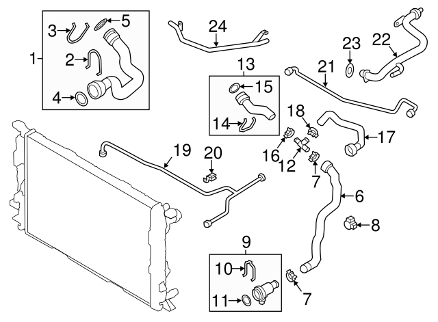 2013-2016 Audi Q5 Lower Hose 8R0-121-055-K | Genuine Audi Parts