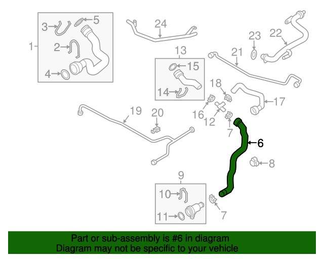2013-2016 Audi Q5 Lower Hose 8R0-121-055-K | Genuine Audi Parts