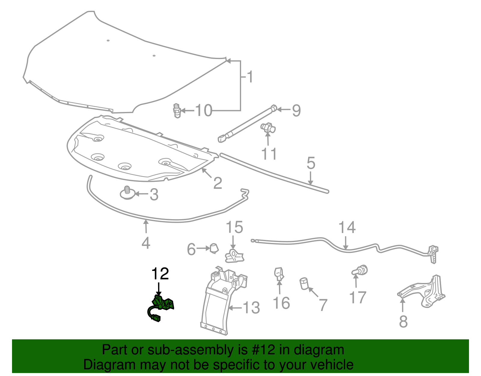 2012-2016 Cadillac SRX Hood Primary and Secondary Latch 19420623 | OEM ...