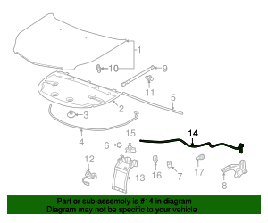 2010-2016 Cadillac SRX Jet Black Hood Primary Latch Release Cable ...