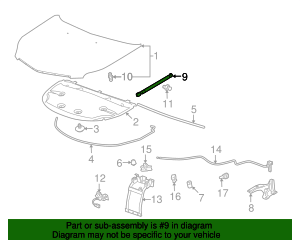 2010-2016 Cadillac SRX Hood Strut 15884559 GM | GMPartsDirect.com