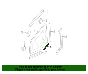 OEM 2009-2013 Honda Fit Side Glass Lower Seal 73337-TF0-000 | Honda ...