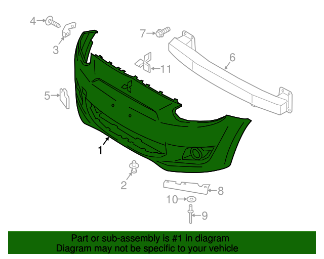 6400D340 - Bumper Cover 2014-2015 Mitsubishi Mirage | Mitsubishi Direct ...