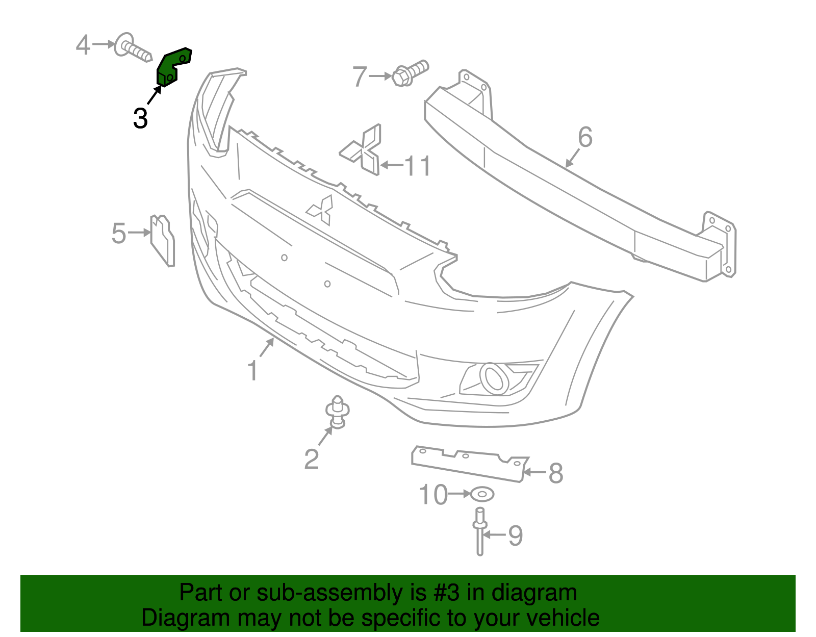 6400D315 - Side Retainer 2014-2015 Mitsubishi Mirage | Mitsubishi ...