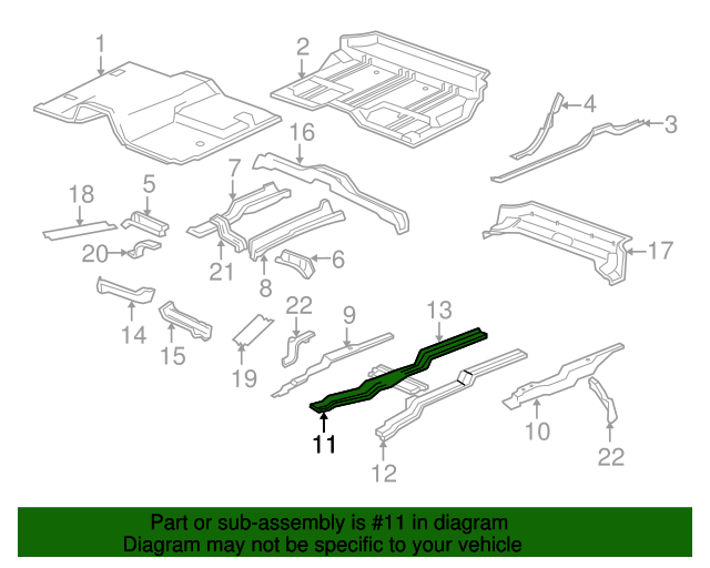 2007-2014 GM Passenger Side Intermediate Floor Panel Reinforcement ...