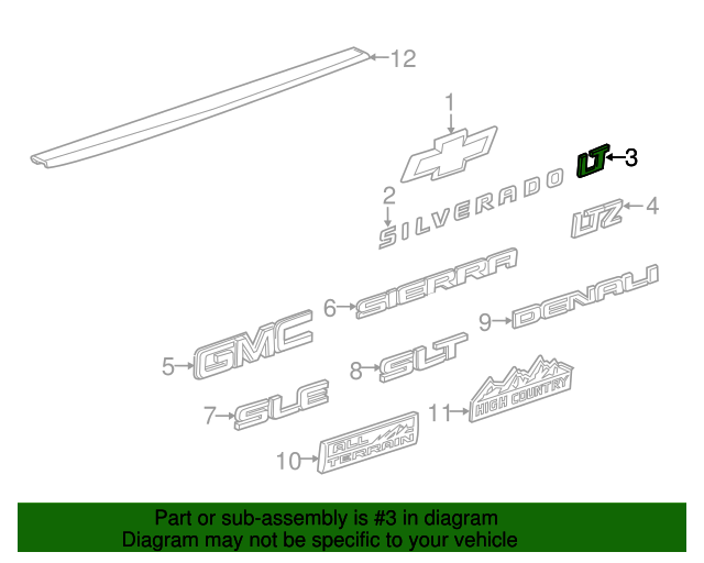 2018-2019 GM Endgate Emblem 84149654 | TascaParts.com