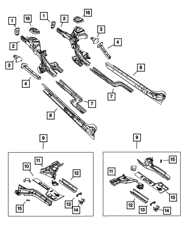 68086997AC - Rear Rail Extension, Left 2013-2016 Dodge Dart | Mopar ...