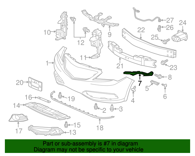 71190-TX6-A00 - Beam, L Front Bumper Corner (Upper) 2013-2015 Acura ILX ...