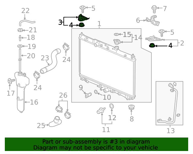 74176-TRV-A00 - Bracket, L Radiator Mounting (Upper) 2017-2021 Honda ...