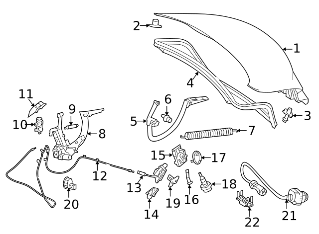 217-750-00-59 - Deck Lid Release Cable 2015-2021 Mercedes-Benz ...