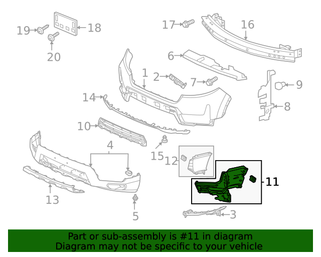 71102-T6Z-A10 - Garnish R Front Bumper - Honda Factory Parts