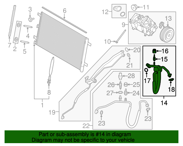 HL3Z-19867-N - A/C Refrigerant Suction Hose - 2017-2020 Ford F-150 ...