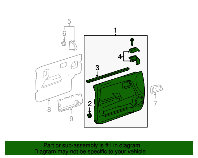 2006-2007 GM Light Cashmere Front Driver Side Door Trim Panel 15263973 ...