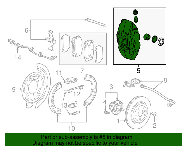 2014-2019 Chevrolet Corvette Red Rear Passenger Side Disc Brake Caliper ...