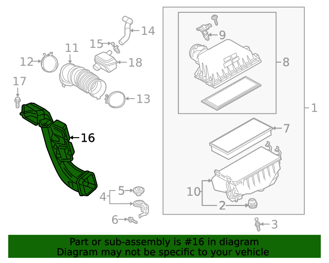 17750-F0080 - Air Inlet Duct 2019-2024 Toyota | Ourisman Toyota Parts