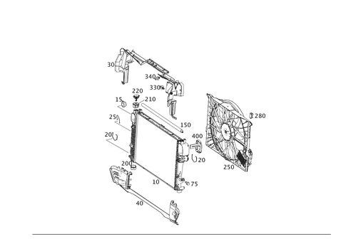 Radiator, Mounting, and Covering for 1995 Mercedes-Benz S 500 ...
