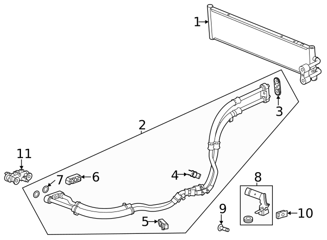 2020-2024 Cadillac CT5 Transmission Fluid Cooler Inlet and Outlet Pipe ...