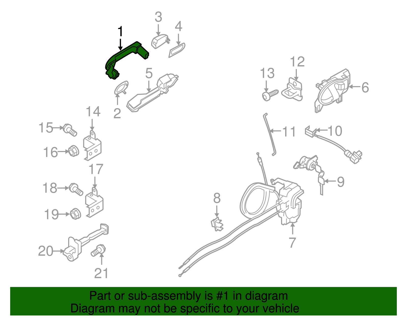 2013-2017 Nissan Versa Handle, Outside 80640-9KA0A | Nissan Parts Central