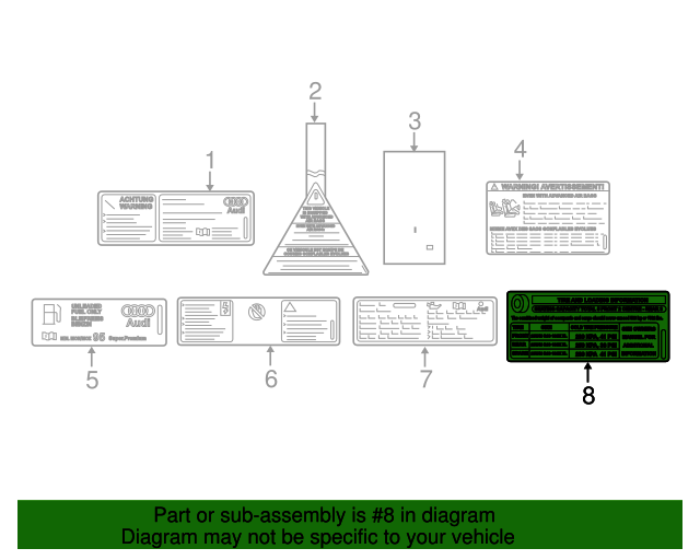 2019-2024 Audi Tire Press Label 8W0-010-502-FJ | Audi USA Parts