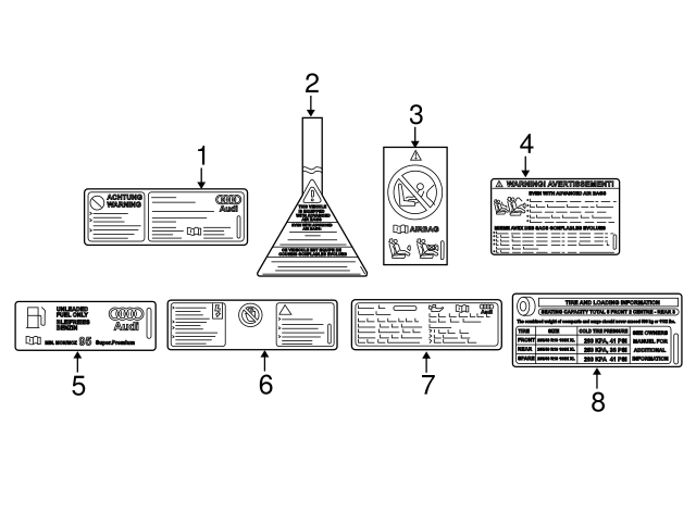2009-2024 Audi Info Label 8K0-010-500-D | OEM Parts Online