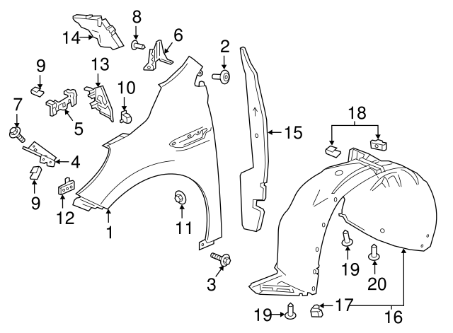2018-2020 Buick Enclave Fender Liner - Passenger Side (RH) 84604307 ...