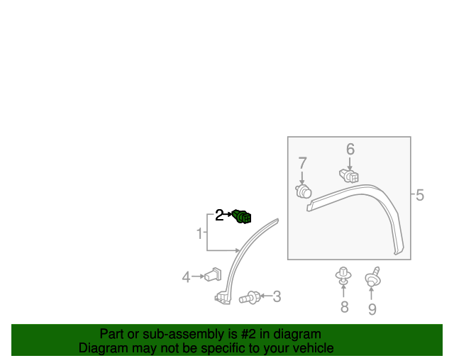 2015-2023 Lexus Wheel Opening Molding Clip 90467-08225 | OEM Parts Online