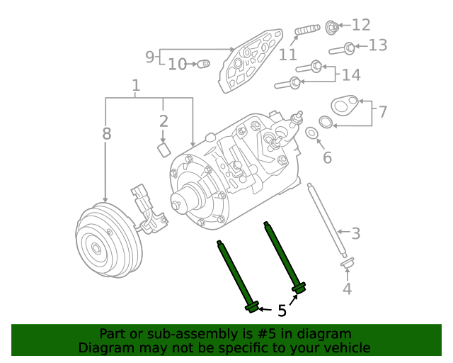 Ford W714077-S442 - Compressor Assembly Mount Bolt - 2015-2020 Ford ...