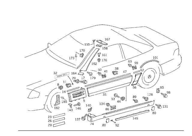 1990-2002 Mercedes-Benz Cover WA-129-698-01-30 | Mercedes Parts Wholesale