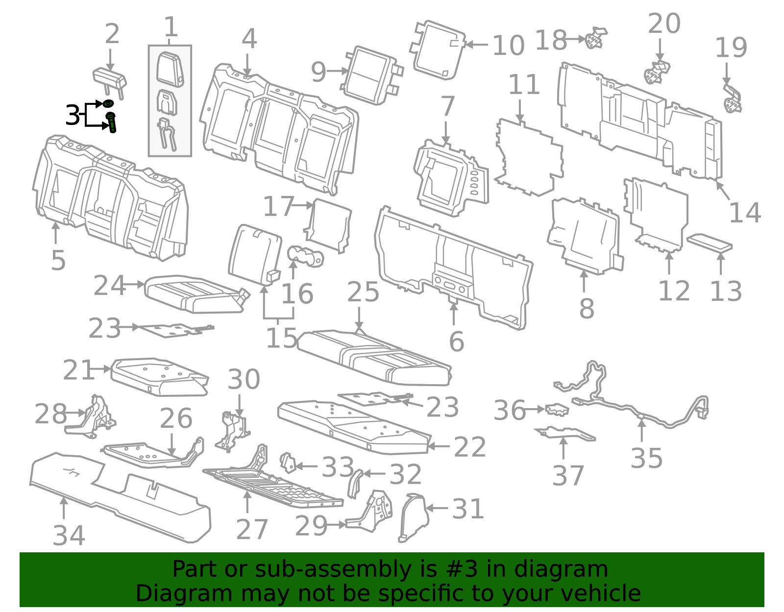 2019-2025 GM Black Rear Seat Head Restraint Guide 85147712 GM ...